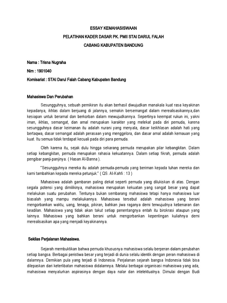 Essay - Mahasiswa Dan Perubahan | PDF | Politik | Sejarah