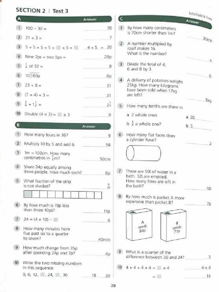 Book 1 Section 2 Test 3 Answers | PDF