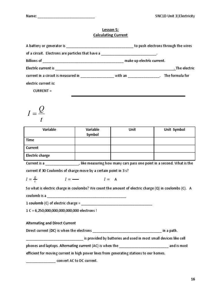 L5 U3 SNC1D Notes | PDF | Voltage | Electrical Resistance And Conductance