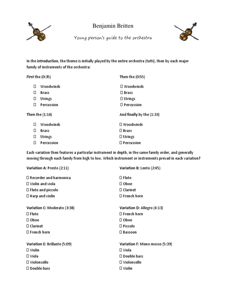 Benjamin Britten Young Persons Guide To Orchestra | Download Free PDF ...