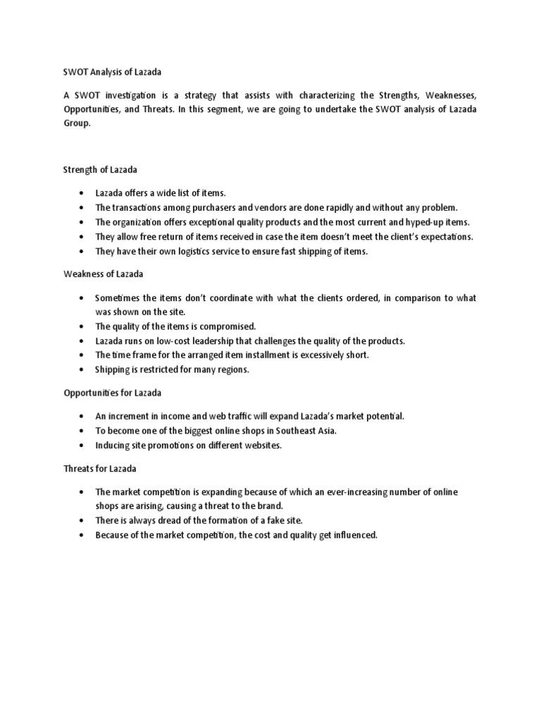 LAZADA SWOT Analysis | PDF