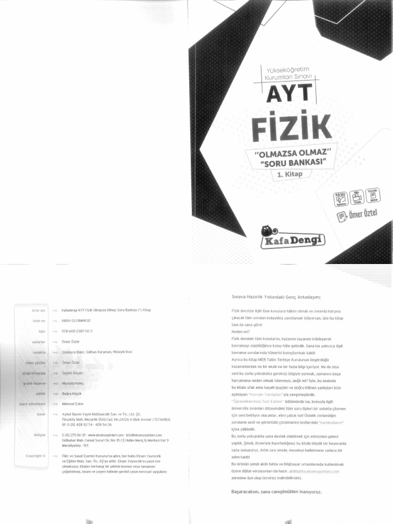 Ayt Fi̇zi̇k Soru Bankasi 1 Kafadengi̇ | PDF