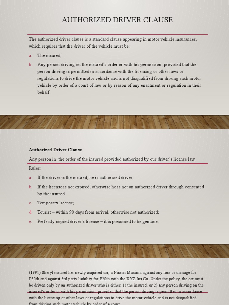 Analysis of an Authorized Driver Clause in a Motor Vehicle Insurance ...