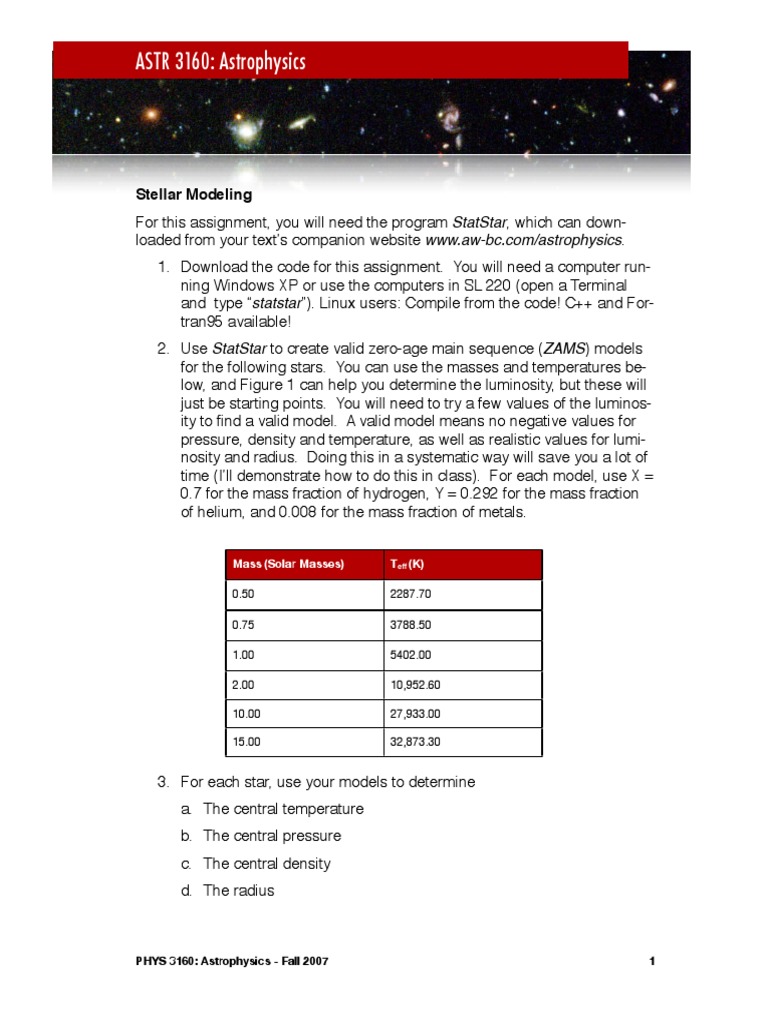 ASTR 3160: Astrophysics: Stellar Modeling | PDF | Stars | Astrophysics