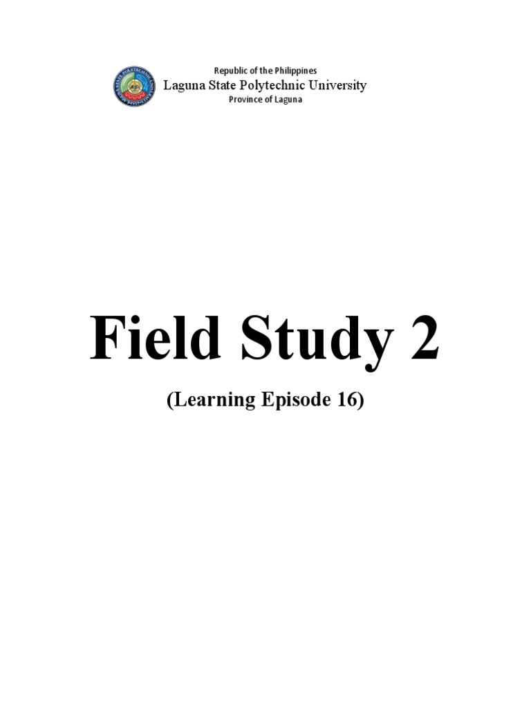 Field Study 2: (Learning Episode 16) | PDF