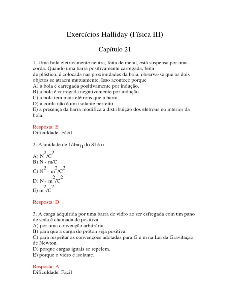 Exercícios Halliday (Física III) | PDF | Carga elétrica | Triângulo