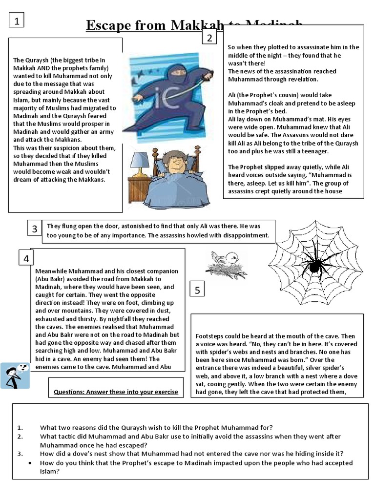 Escape From Makkah To Madinah: Questions: Answer These Into Your ...