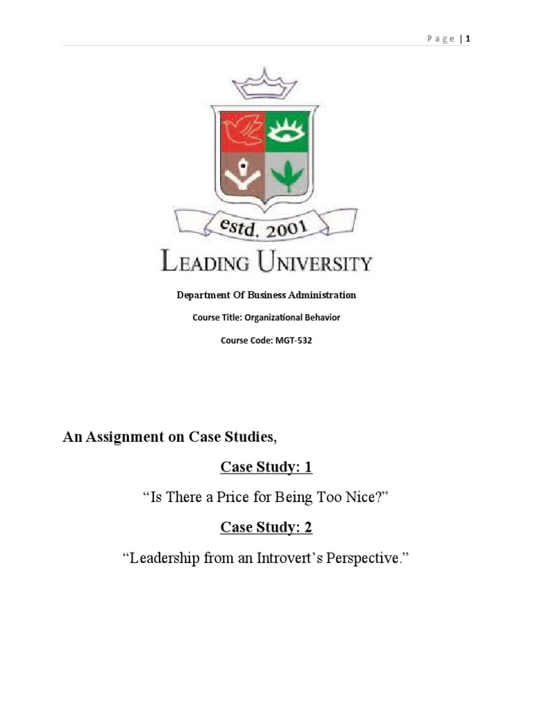 Case - Study Chapter 5 | PDF | Leadership | Extraversion And Introversion