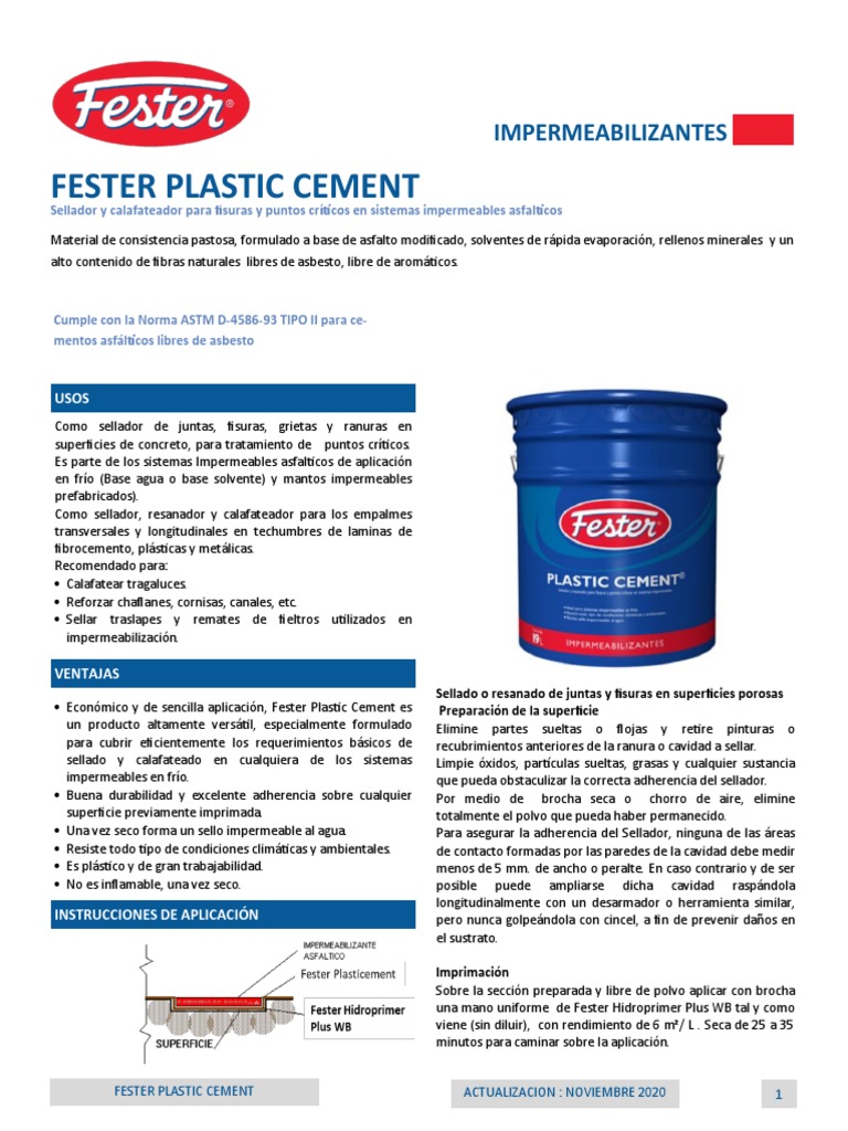 Fester Plastic Cement Fester MX | PDF | Tornillo | Materiales