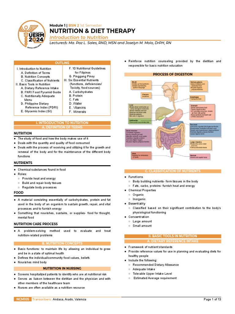 Introduction to Nutrition & Diet Therapy | PDF | Nutrients | Fat
