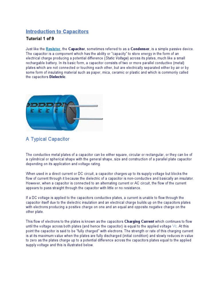 Intro To Capacitor | PDF | Capacitor | Capacitance