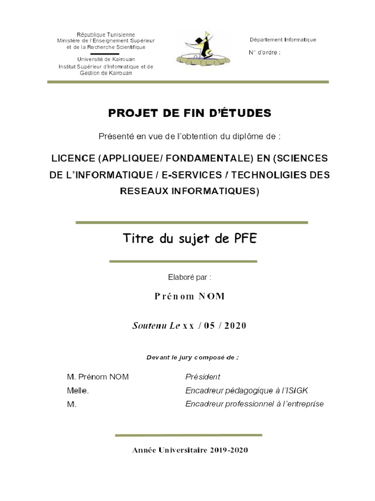 Page de Garde (PFE - Licence - Informatique) | PDF