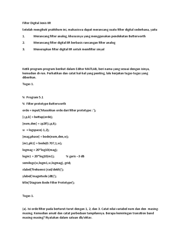 Filter Digital Jenis IIR | PDF
