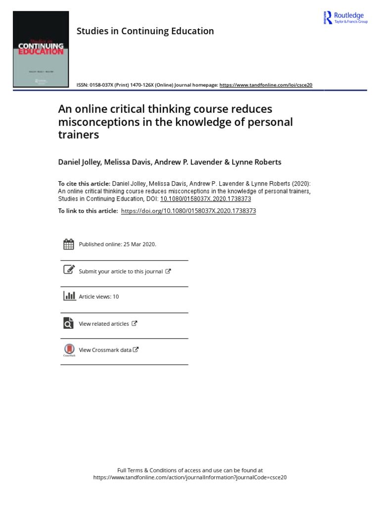 An Online Critical Thinking Course Reduces Misconceptions in The ...