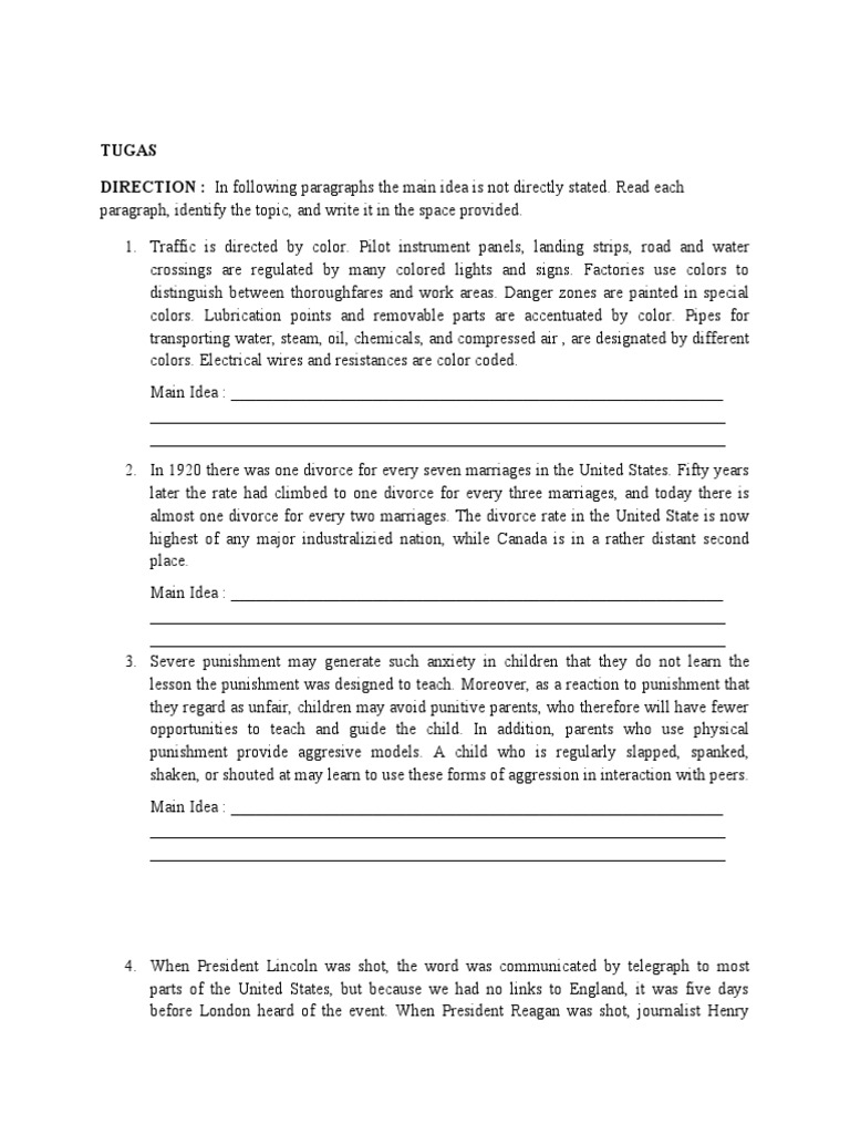 Tugas Implied or Unstated Main Idea Basic Reading | PDF | Aggression ...