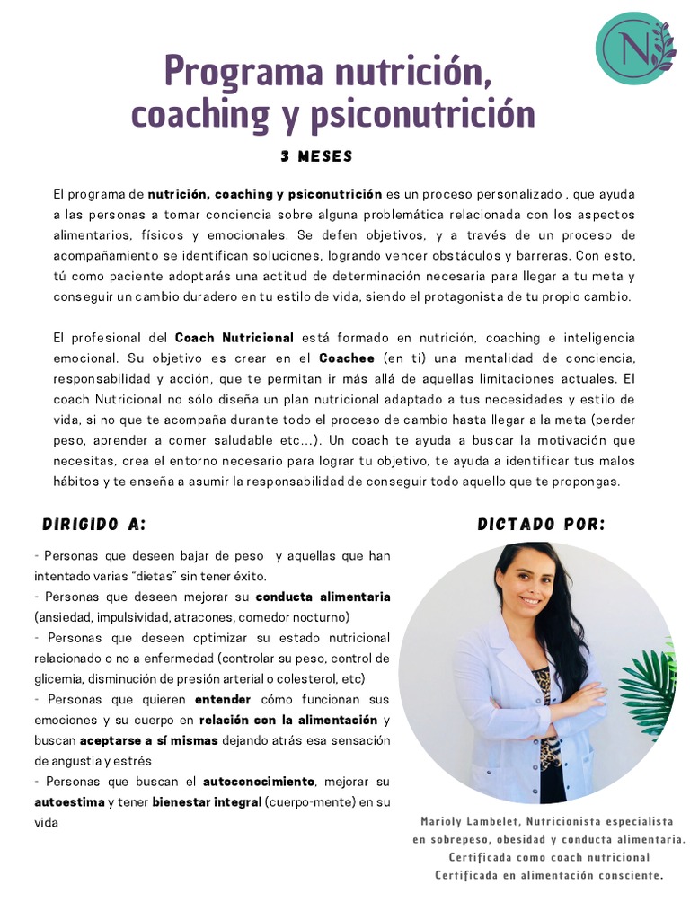 Programa Coaching, Nutrición y Psiconutrición 2022 | PDF | Nutrición | Dieta y nutrición