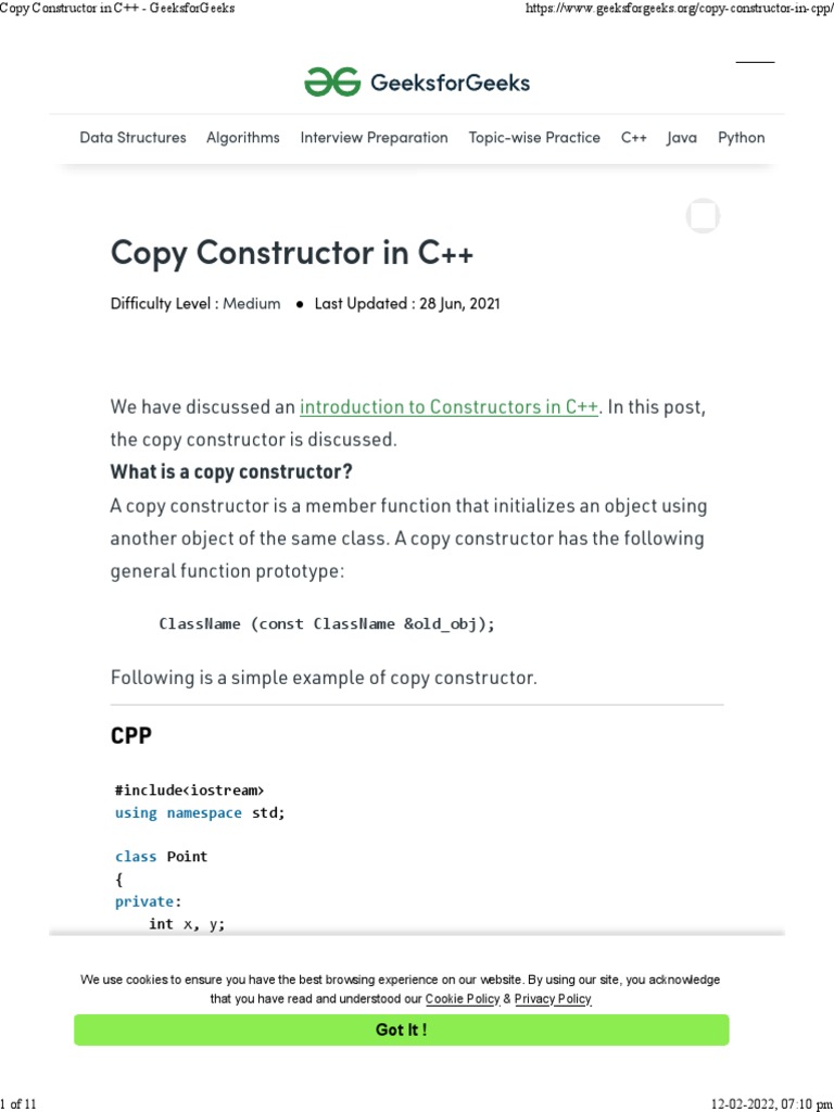 Copy Constructor in C++: Start Your Coding Journey Now! | PDF ...