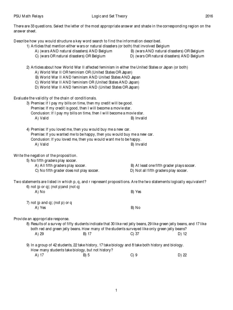 2016 Logic Set Theory | PDF | Logic | Mathematics