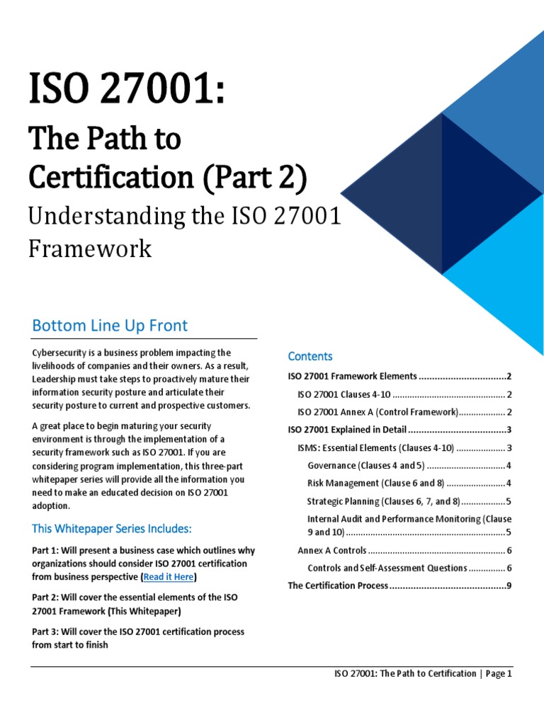 Understanding The ISO 27001 Framework | PDF | Information Security ...