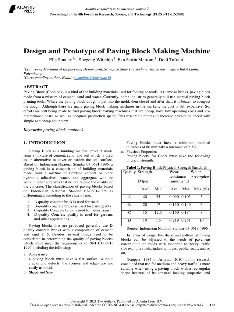 Design and Prototype of Paving Block Making Machine | PDF | Bending ...