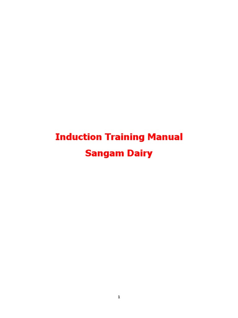 Induction Training Manual - Sangam Dairy | PDF