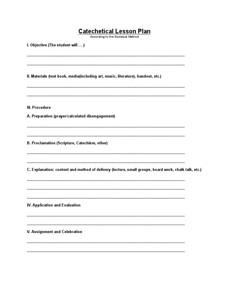 Catechetical Lesson Plan Guide | PDF | Art | Computers