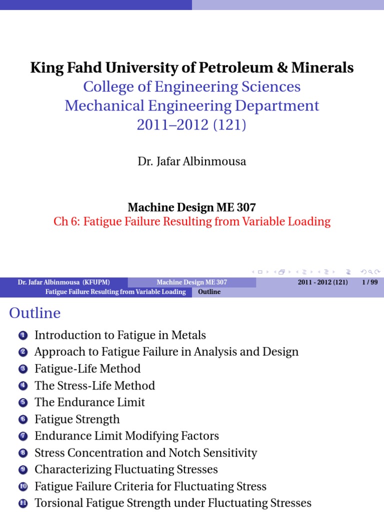 CH 6 Fatigue Failure Resulting From Variable Loading | PDF | Fatigue (Material) | Fracture