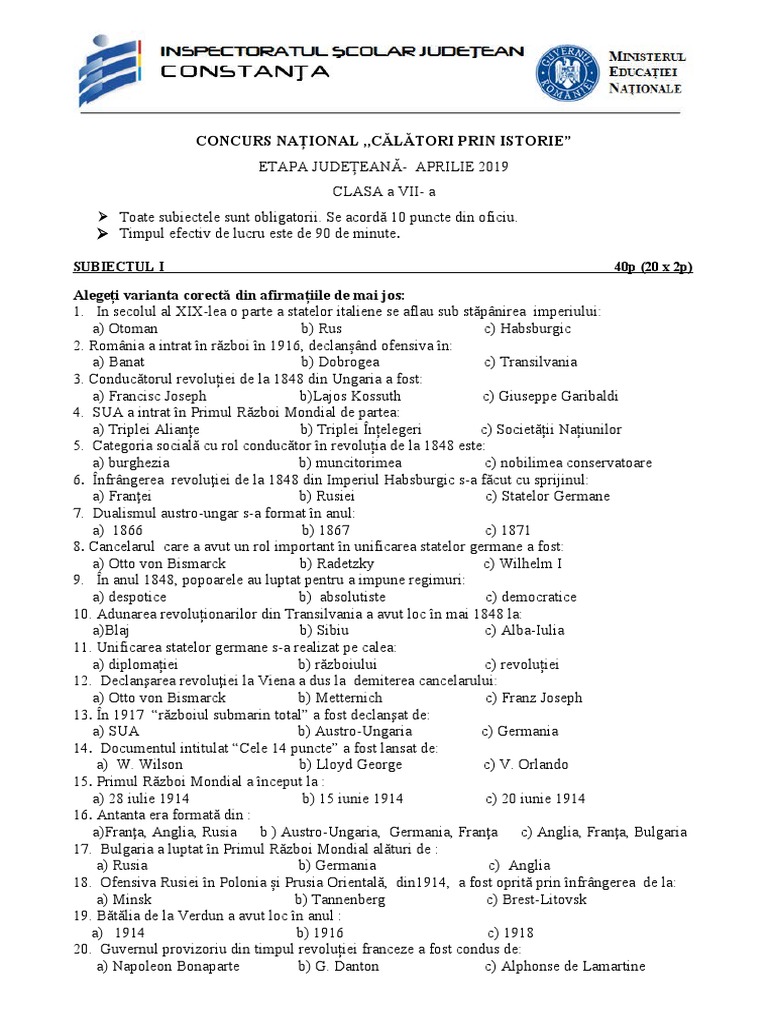 VII Subiect Barem | PDF