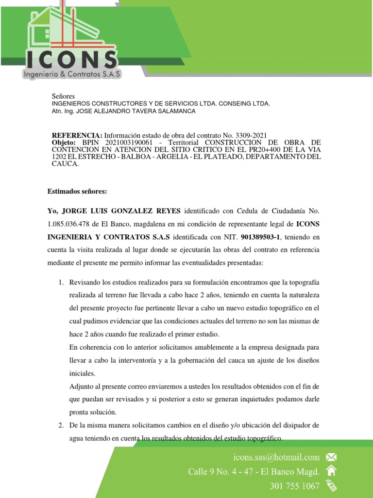 Oficio No. 1 Interventoria | PDF