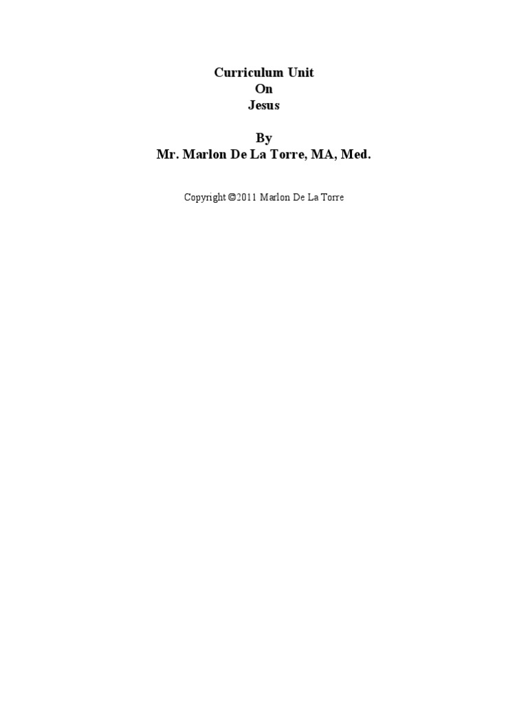 Curriculum Unit On Jesus | PDF | Resurrection Of Jesus | Jesus