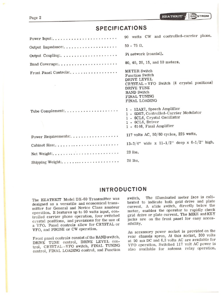 Heathkit dx-60 Amateur Transmitter SM | PDF