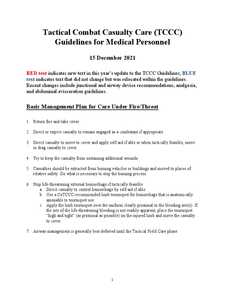 Tccc Guidelines 15th Dec 2021 Pdf Burn Shock Circulatory