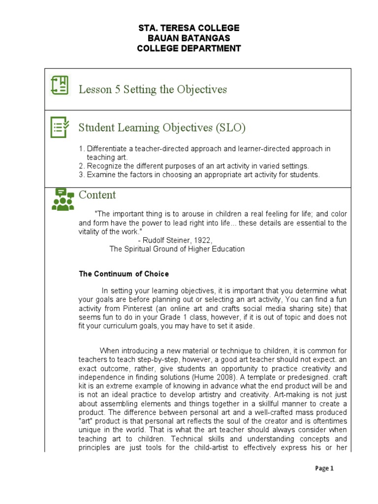 Module 5 Setting The Objectives | PDF | Teachers | Curriculum