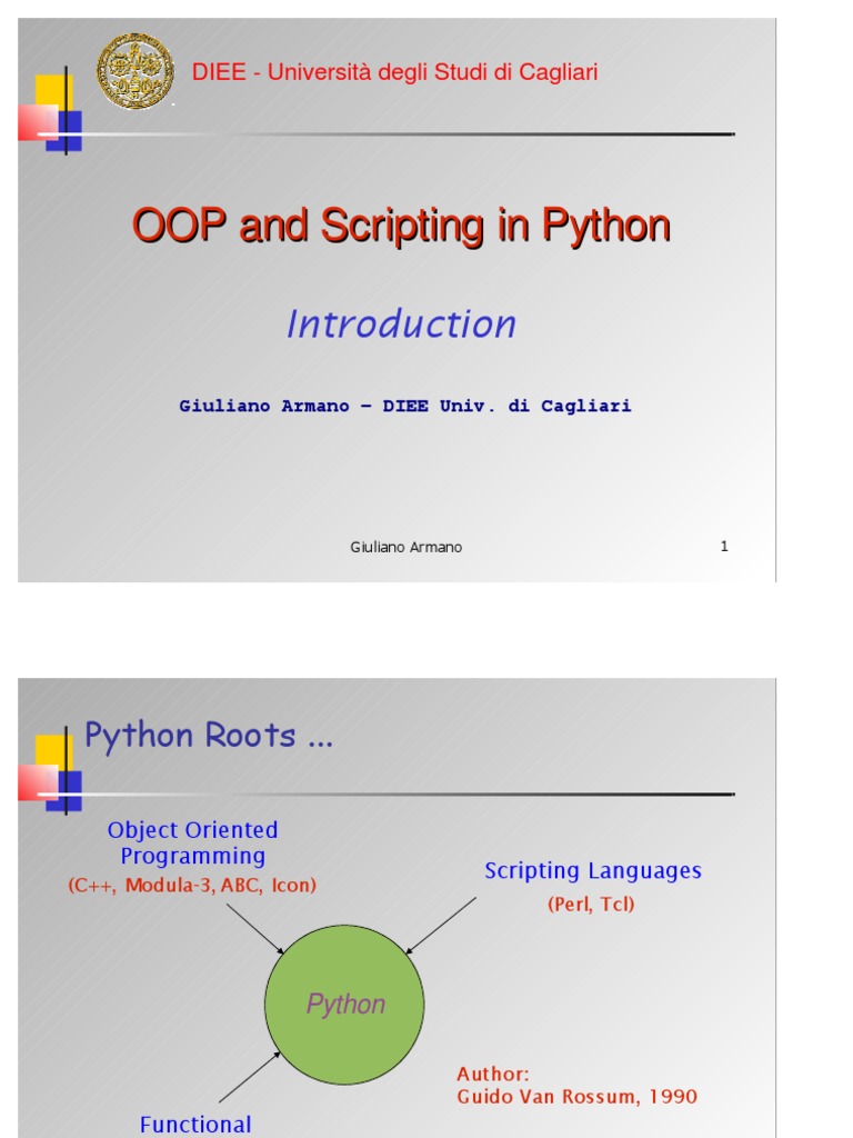 Python 01 Intro Pdf Python Programming Language Object Oriented Programming