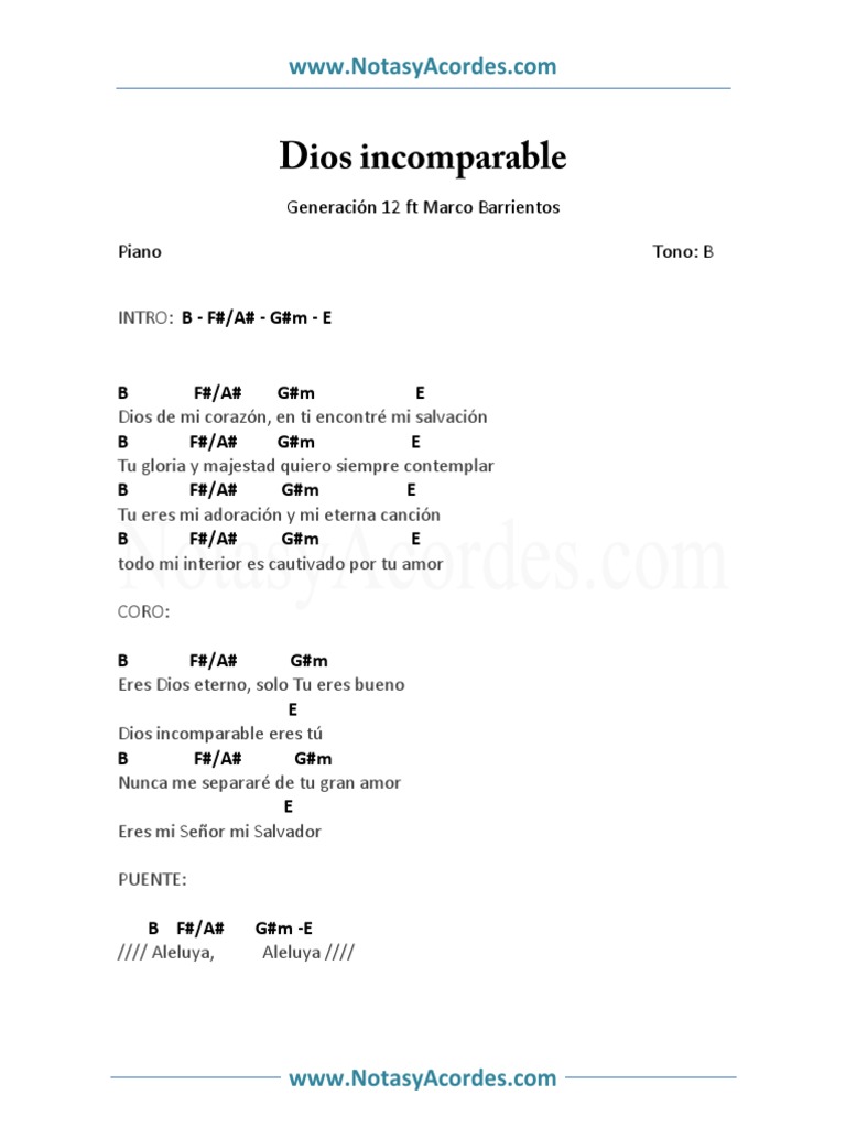 Dios Incomparable Generacion 12 FT Marco Barrientos | PDF | Arte