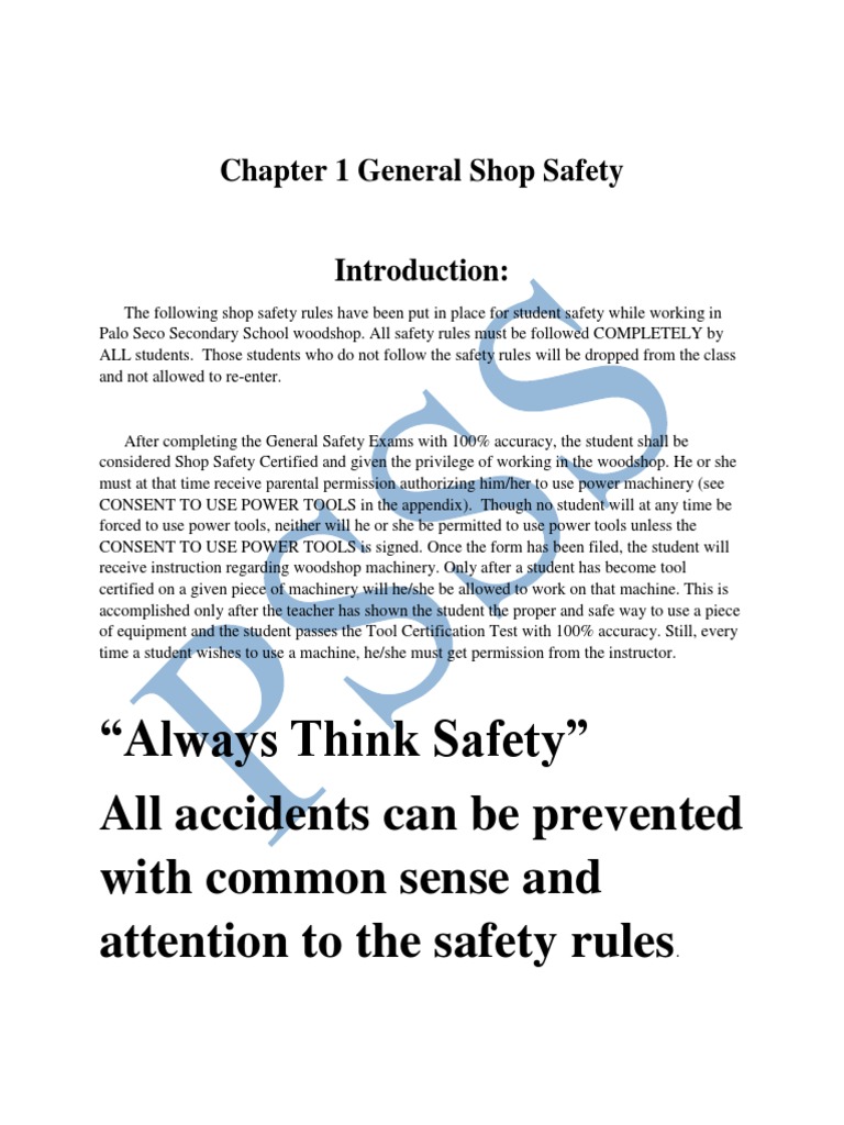 Chapter 1 General Shop Safety | PDF | Fires | Firefighting