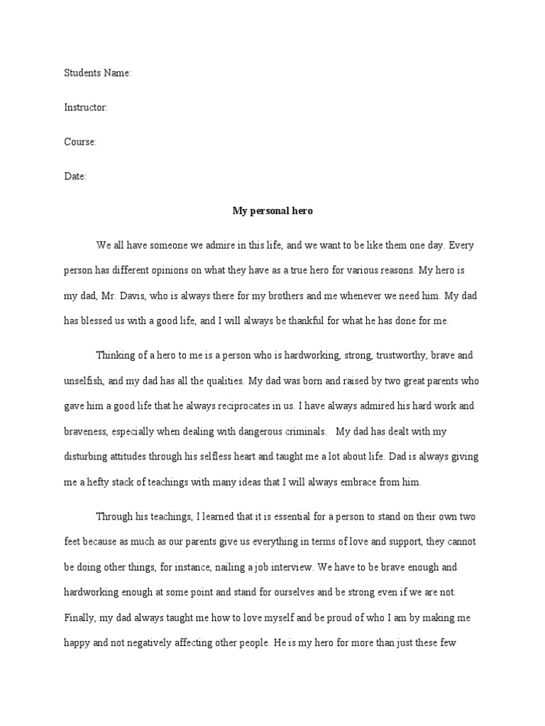 My Personal Hero | PDF | Self-Improvement | Lifestyle