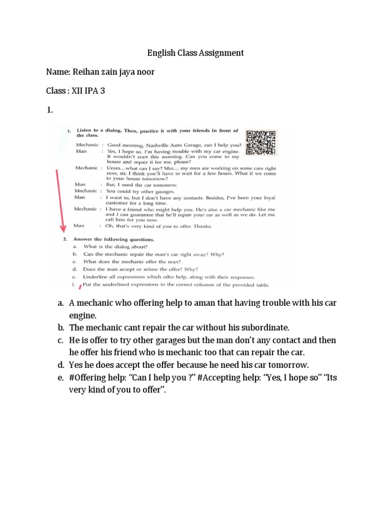 English Class Assignment | PDF