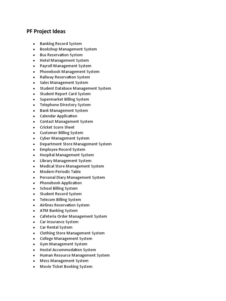 Project Ideas | PDF | Business