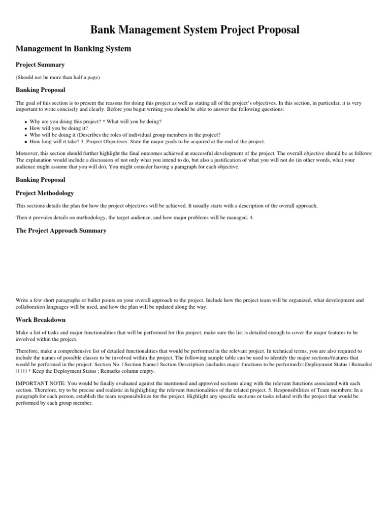 Bank Management System Project Proposal | PDF | Cognition | Cognitive ...