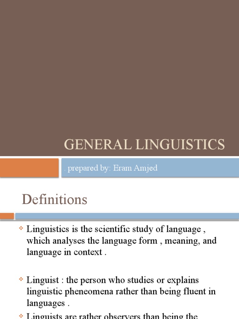 General Linguistics | PDF | Linguistics | Semantics