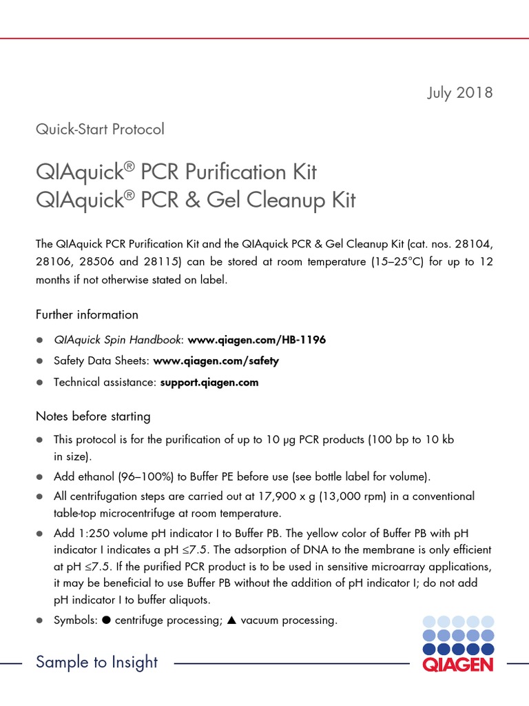 Qiaquick PCR Purification Kit Qiaquick PCR & Gel Cleanup Kit | PDF ...