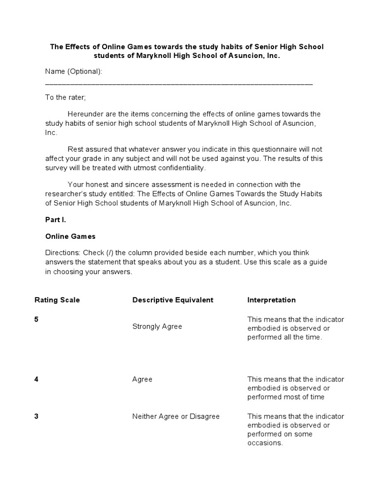 Impact of Online Games on Study Habits | PDF | Disciplines | Mental Health