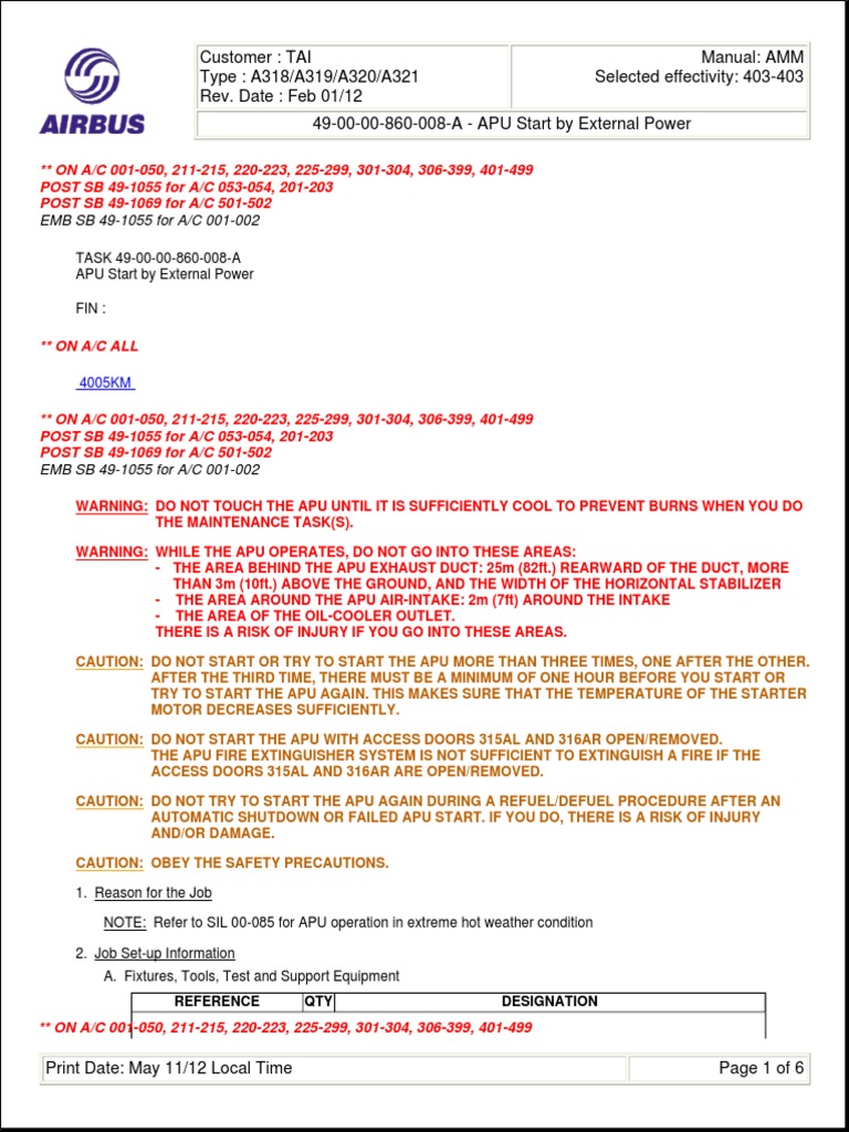 APU Start by External Power | PDF | Manufactured Goods | Aircraft