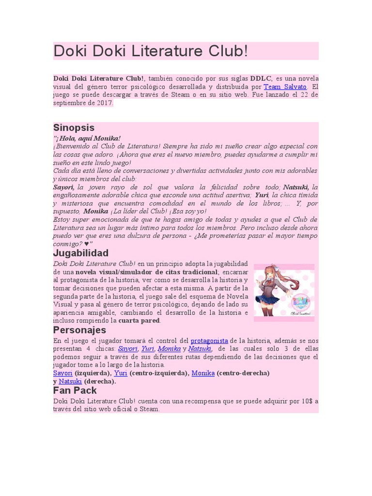 Doki Doki Literature Club | PDF | Ficción general