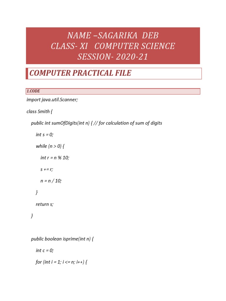 Class XI Sample Practical File Computer | PDF | Subroutine | Matrix ...