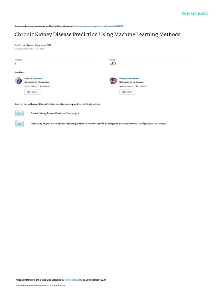 Chronic Kidney Disease Prediction Using Machine Learning | PDF ...