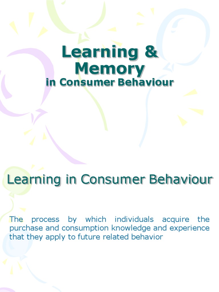 2 - Learning in Consumer Behaviour | PDF | Classical Conditioning | Learning