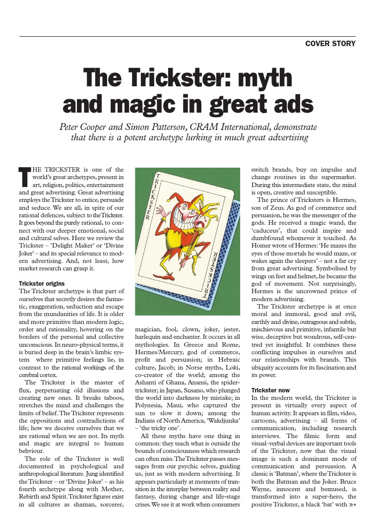 The Trickster: Myth and Magic in Great Ads Admap 2001 | PDF | Trickster | Advertising