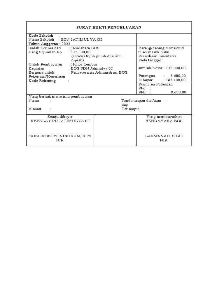 Surat Bukti Pengeluaran (SPJ) | PDF